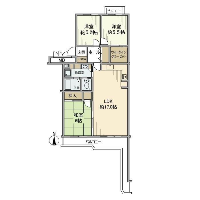【YOLO HOME】練馬区、賃料¥160,000、3LDK / 78.32m²、地下鉄赤塚、マンション 光が丘パークタウンゆりの木通り南2号棟 303｜留学生・外国人向け賃貸アパート・住宅 ...